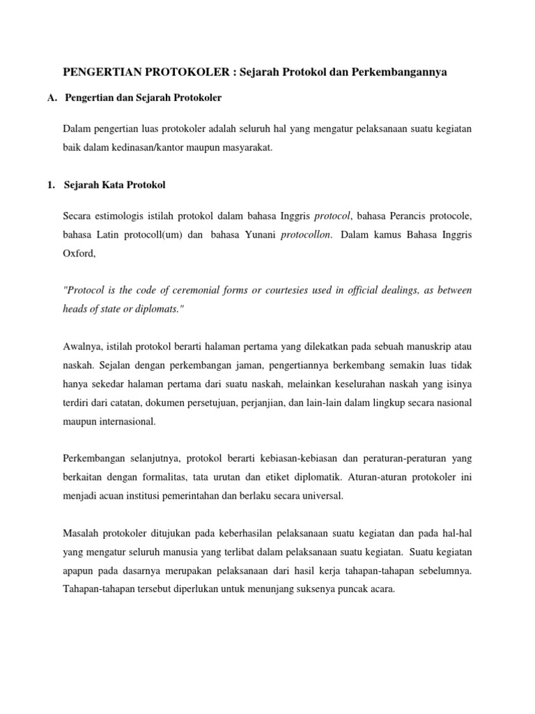 Pengertian Protokoler | PDF