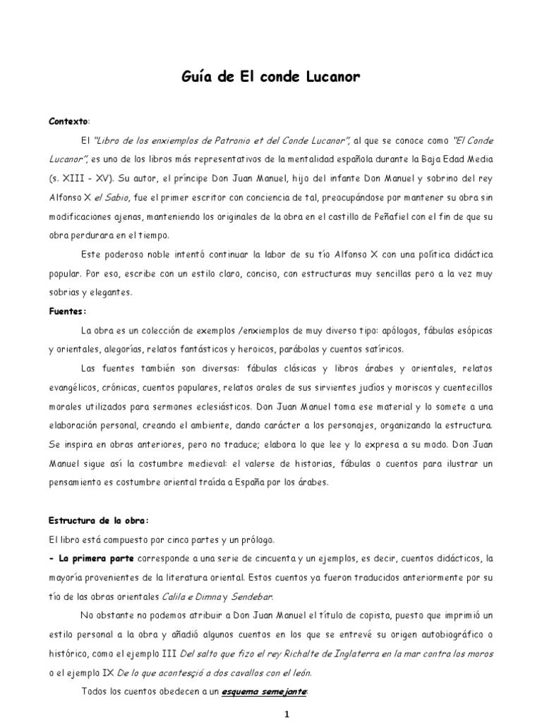 Guia de El Conde Lucanor | PDF