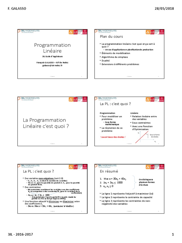 Cours de Programmation Linéaire Partie-1 | Descargar gratis PDF | Optimisation linéaire ...