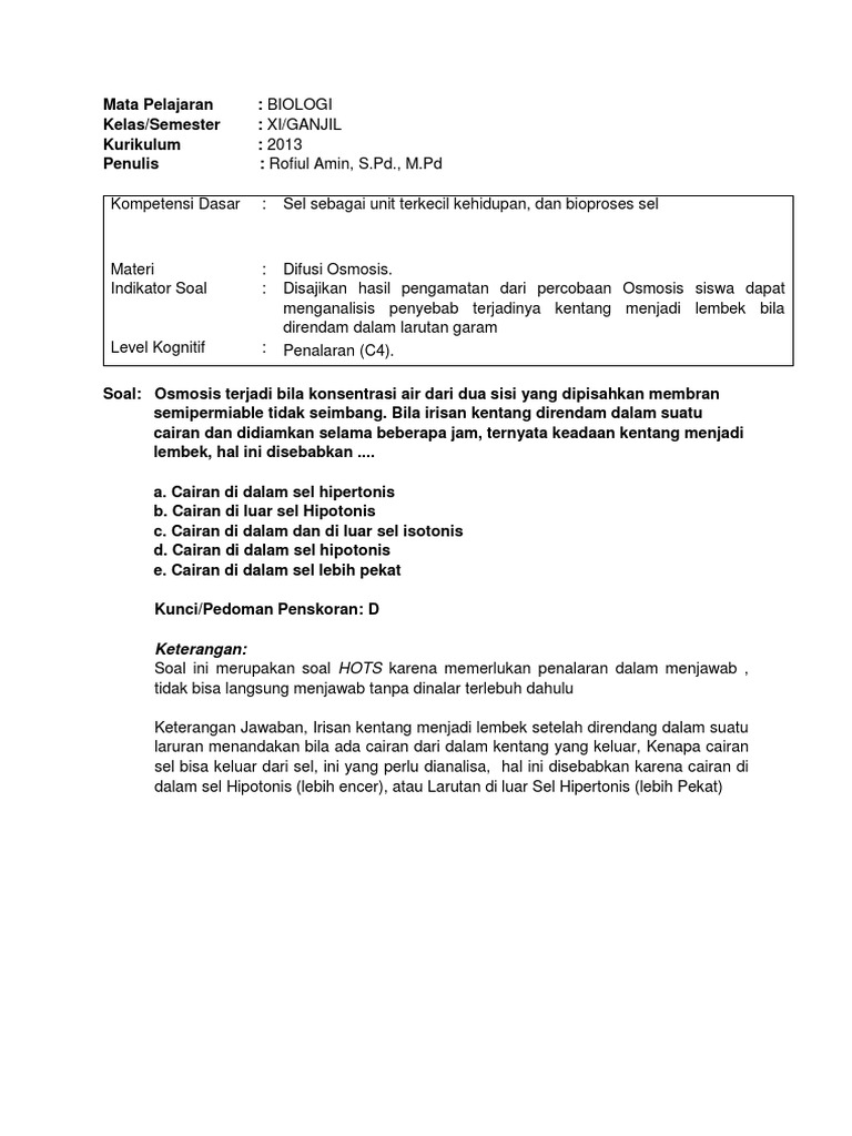 Contoh Soal Hots | PDF | Kajian Bahasa Asing | Kesehatan Holistik