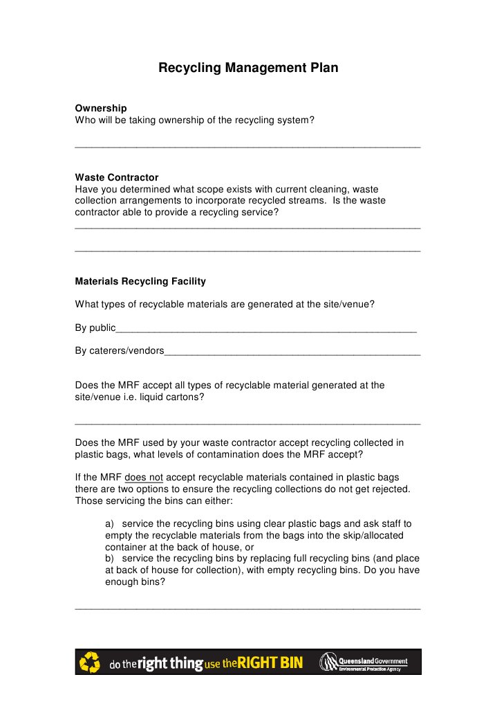 Recycling Management Plan | PDF | Recycling | Waste