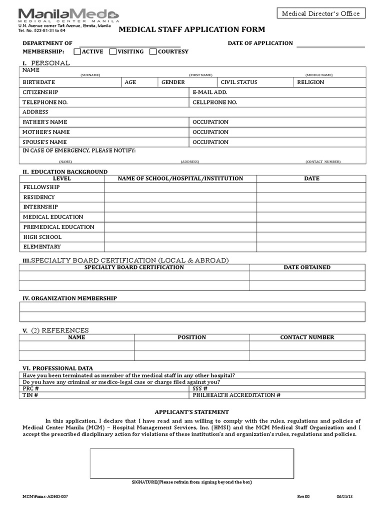 MCM Application Form | PDF | Government And Personhood | Government ...