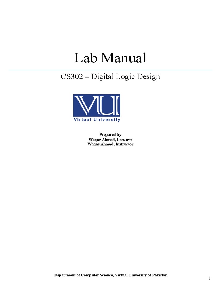 CS302 - Lab Manual - Week No (1 - 3) | PDF | Logic Gate | Boolean Algebra