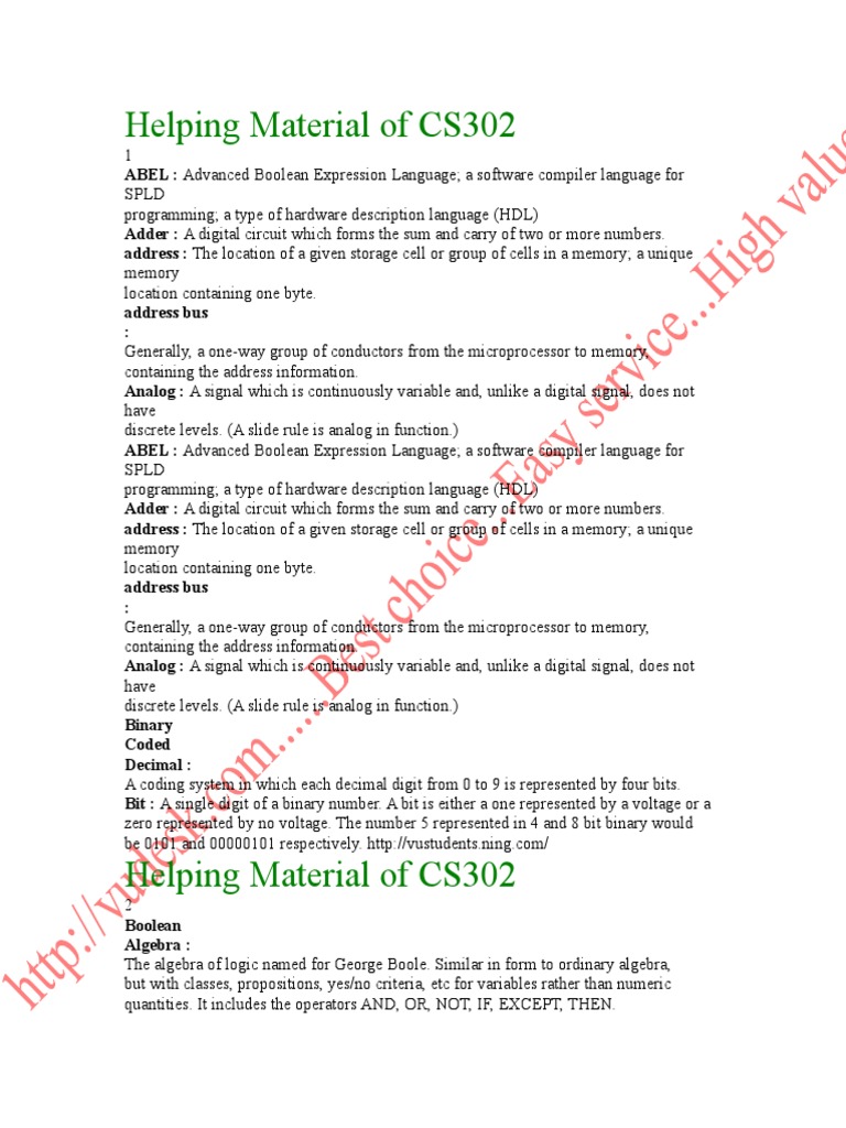 CS302 Short QS Solved | PDF | Logic Gate | Digital Electronics CS302 Short QS Solved | PDF | Logic Gate | Digital Electronics