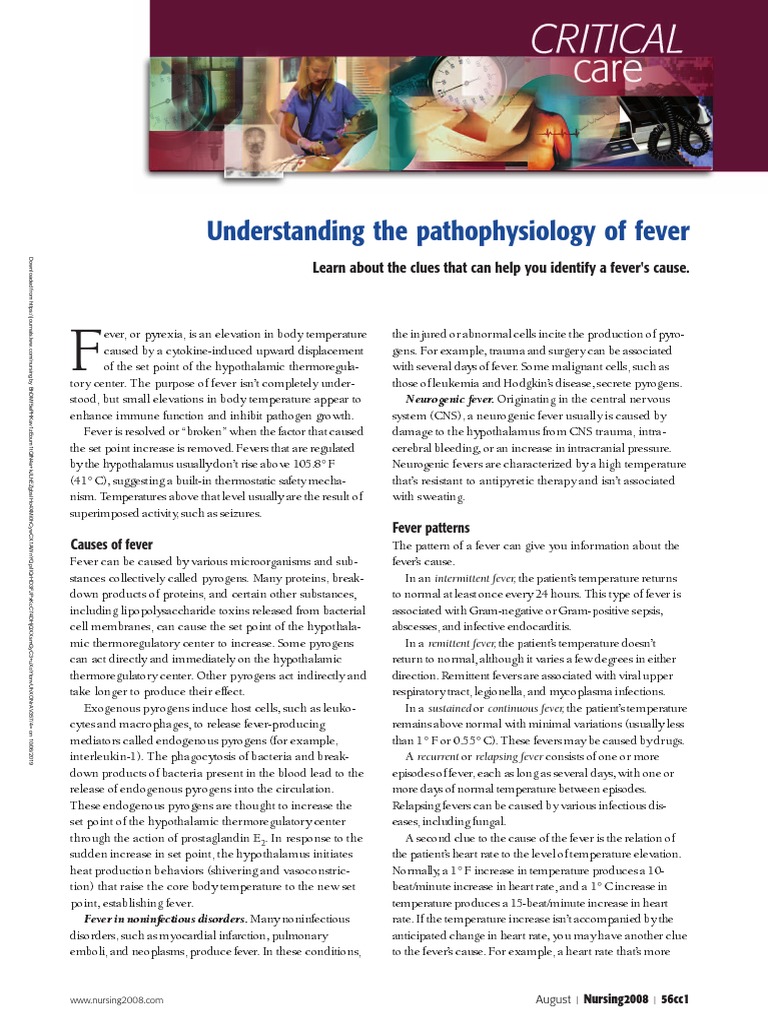 Understanding The Pathophysiology of Fever.45 | PDF | Fever | Clinical ...