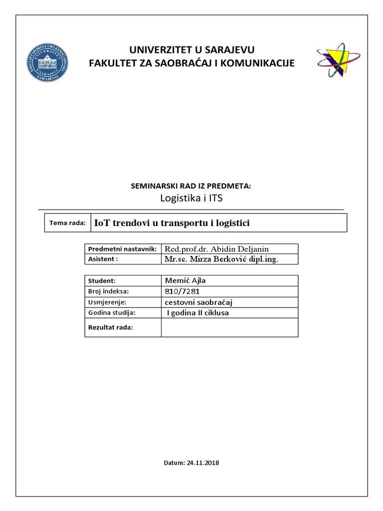IoT Trendovi U Transportu I Logistici - Memić Ajla PDF | PDF