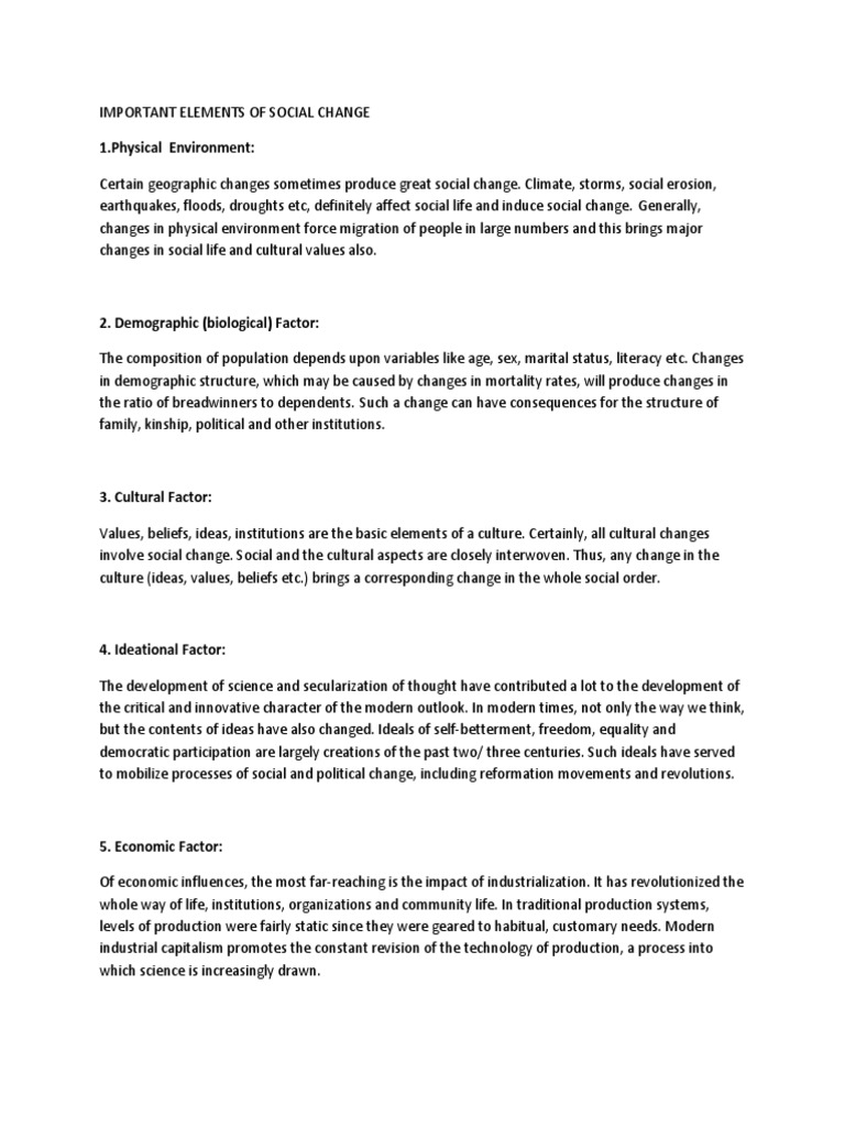 Key Elements of Social Change | PDF | Marriage | Society