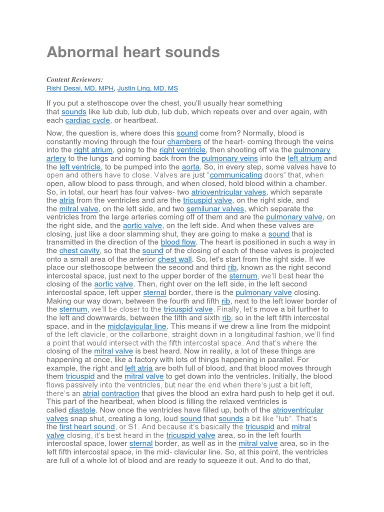 Abnormal Heart Sounds | PDF | Heart Valve | Ventricle (Heart)