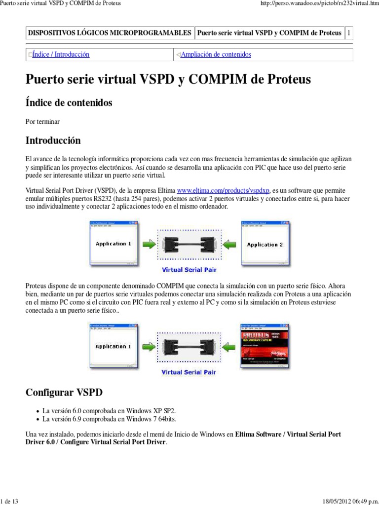 Puerto Serie Virtual VSPD y COMPIM de Proteus | PDF | Sistema operativo ...