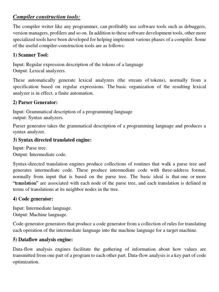 Compiler Construction Tools | Download Free PDF | Compiler | Parsing