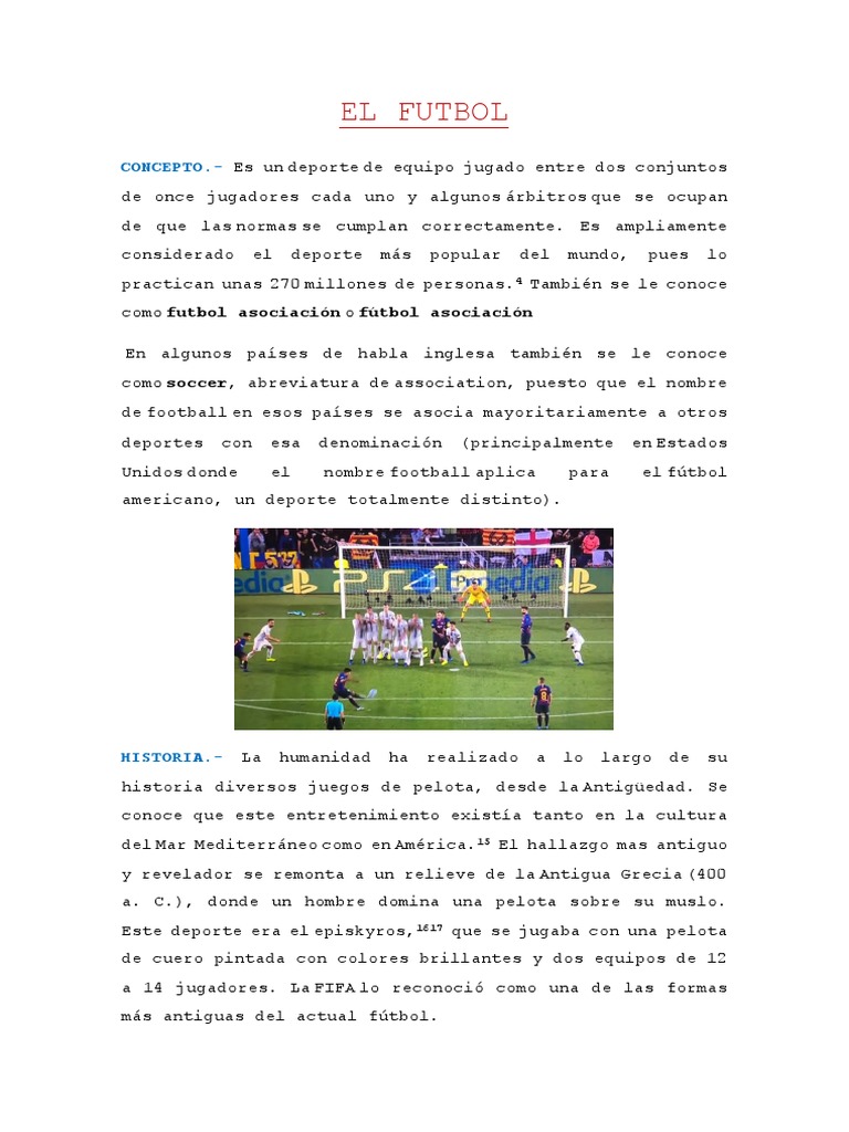 El Futbol | PDF | Asociación de Futbol | Juegos de habilidad física