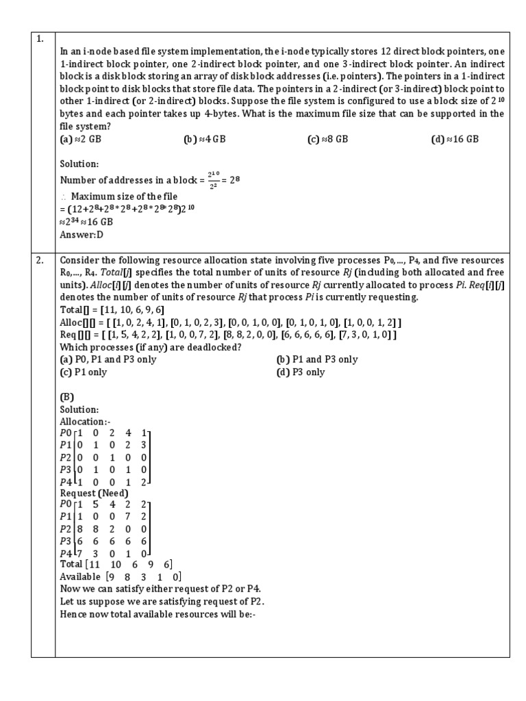Test No. 10 Operating System | PDF | Cpu Cache | Scheduling (Computing)