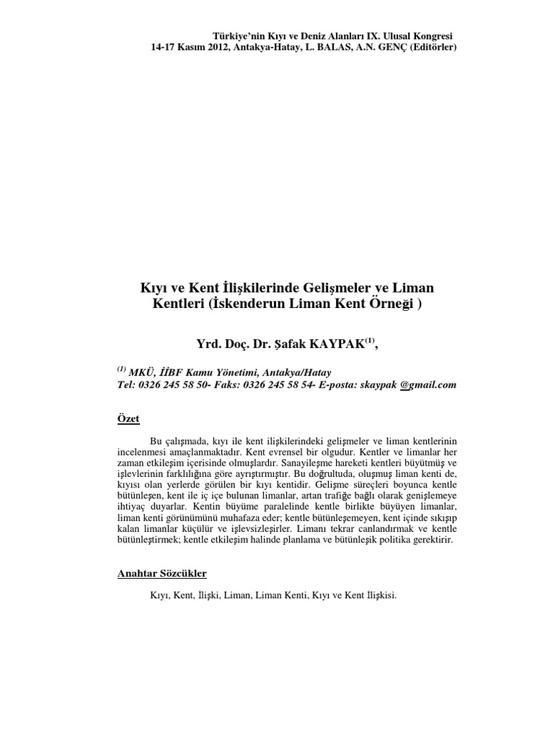 Kiyi Ve Kent Liskilerinde Gelismeler Ve PDF | PDF