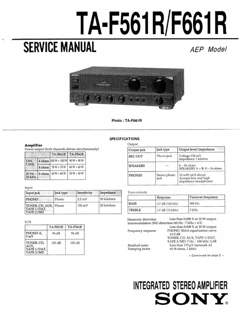 Sony Ta-F561r (ET) | PDF