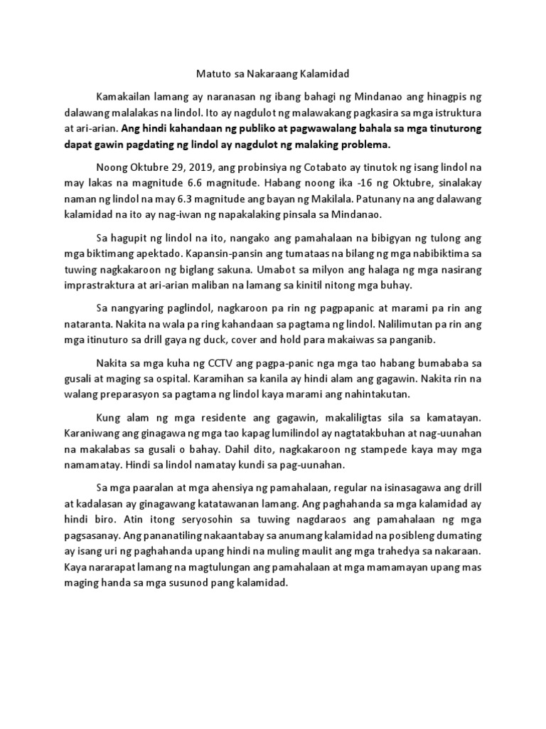Editoryal Tungkol Sa Lindol | PDF