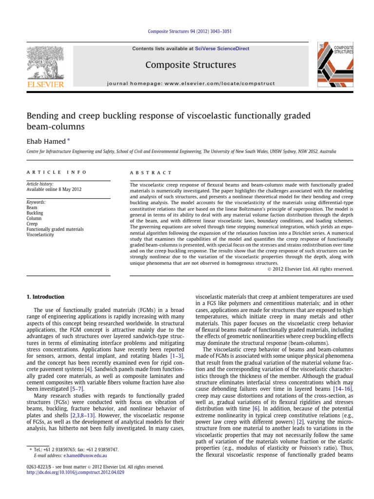 Bending and Creep Buckling Response of Viscoelastic Functionally Graded Beam-Columns PDF | PDF ...