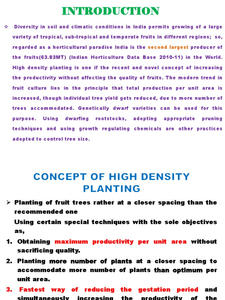 High Density Planting in Horticulture | PDF | Pruning | Trees