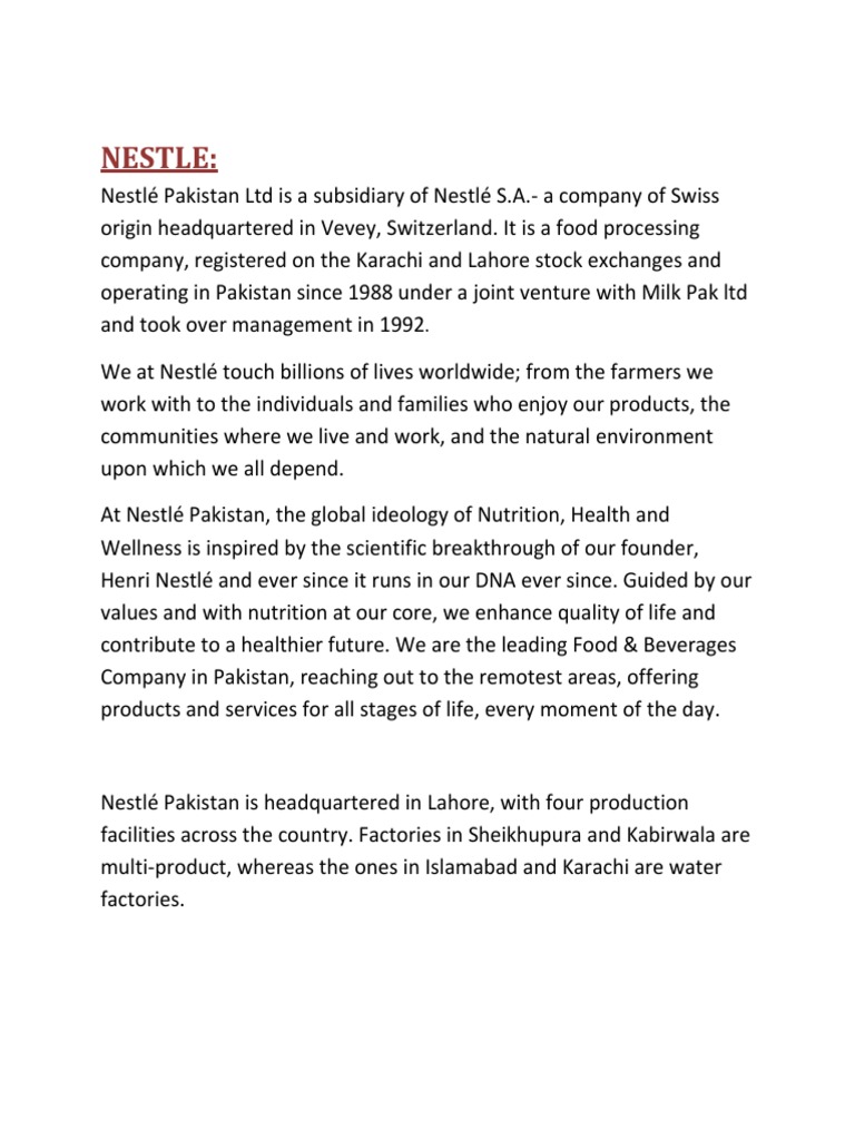 NESTLE Assignment | PDF | Nestlé | Food Safety