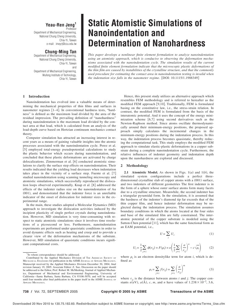 Nano Indentation | PDF | Plasticity (Physics) | Deformation (Engineering)