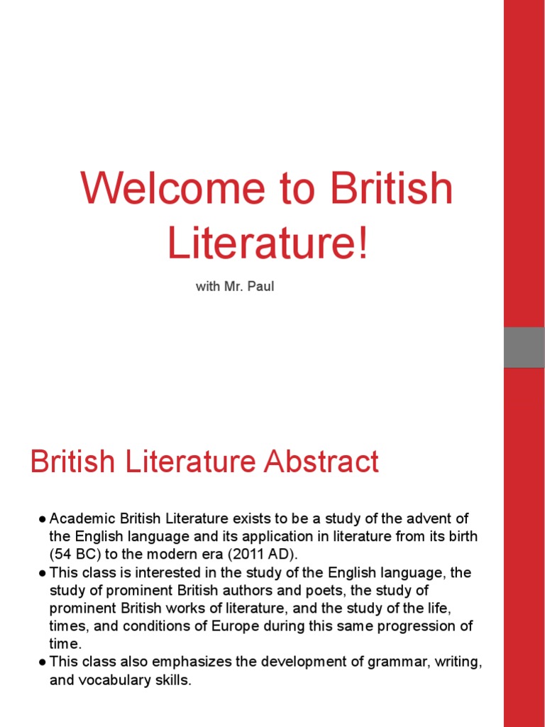 British Literature Introduction PPT (Recovered) | PDF | History | Classics