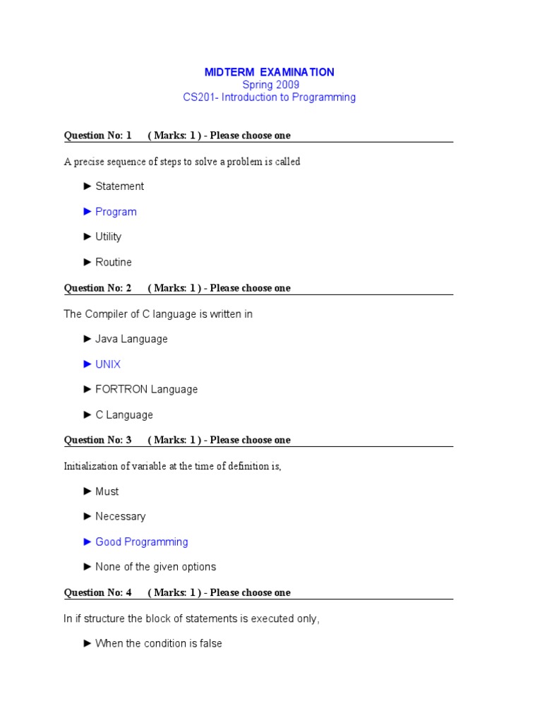 cs201 Mid Term Solved Paper | PDF | C (Programming Language) | Pointer (Computer Programming)