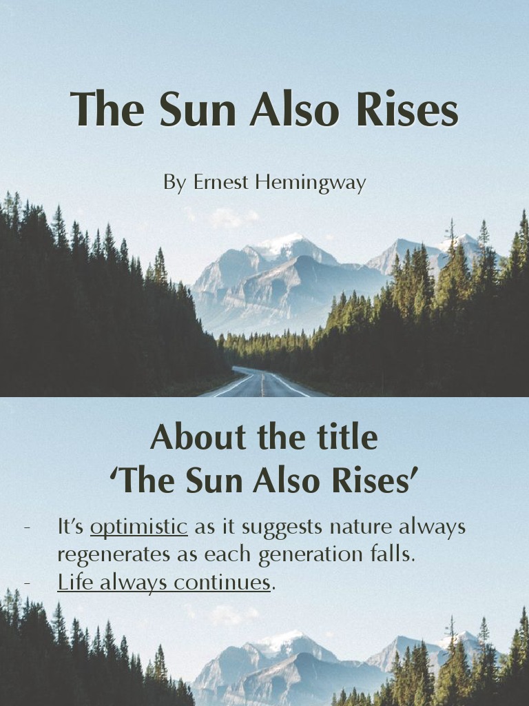 The Sun Also Rises PDF (Summary) | PDF