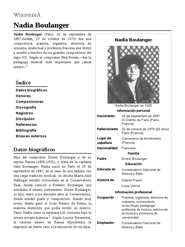 Nadia Boulanger | PDF | Músicos clásicos | Música clásica