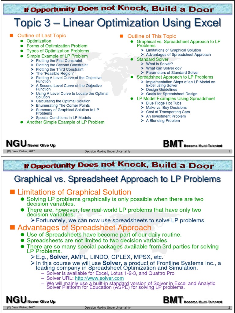 Dss Topic3 Linearoptimizationusingexcel Pdf Spreadsheet Mathematical Optimization