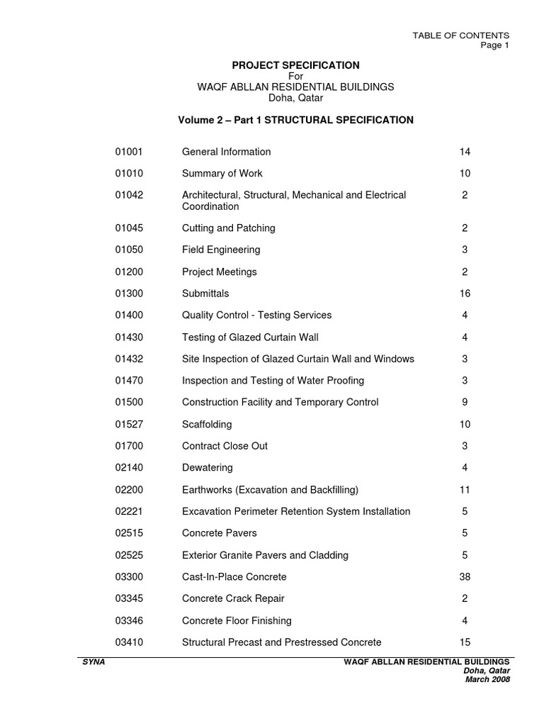 Structural Specs Vol (1) .2 Part1 | PDF | Specification (Technical ...