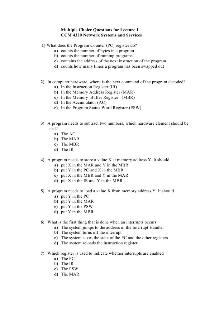 Multiple Choice Questions For Lecture 1 | PDF | Cpu Cache | Operating ...