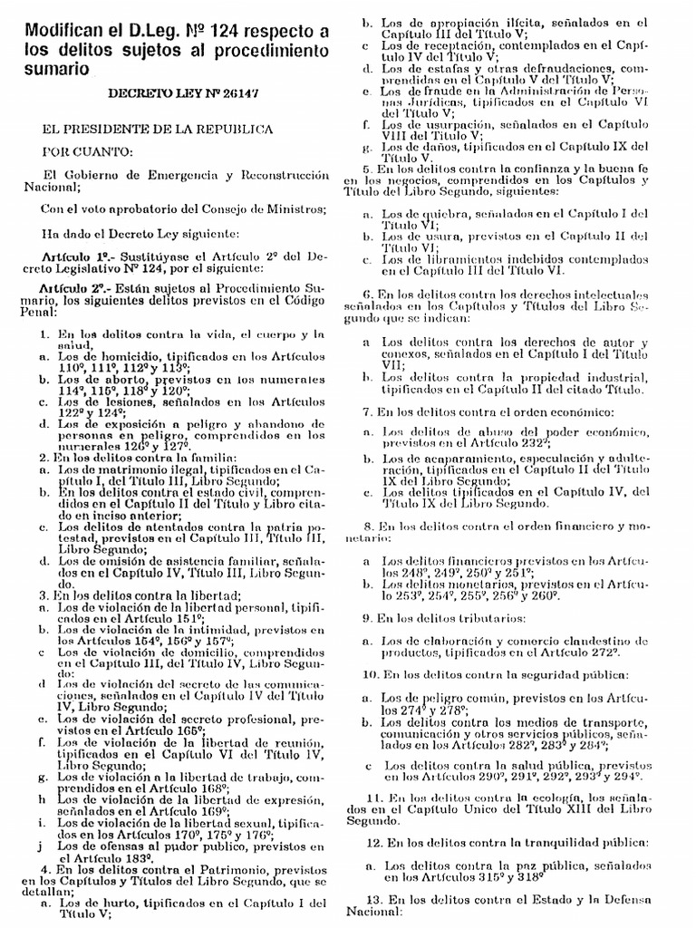 DL 124 Proceso Sumario | PDF