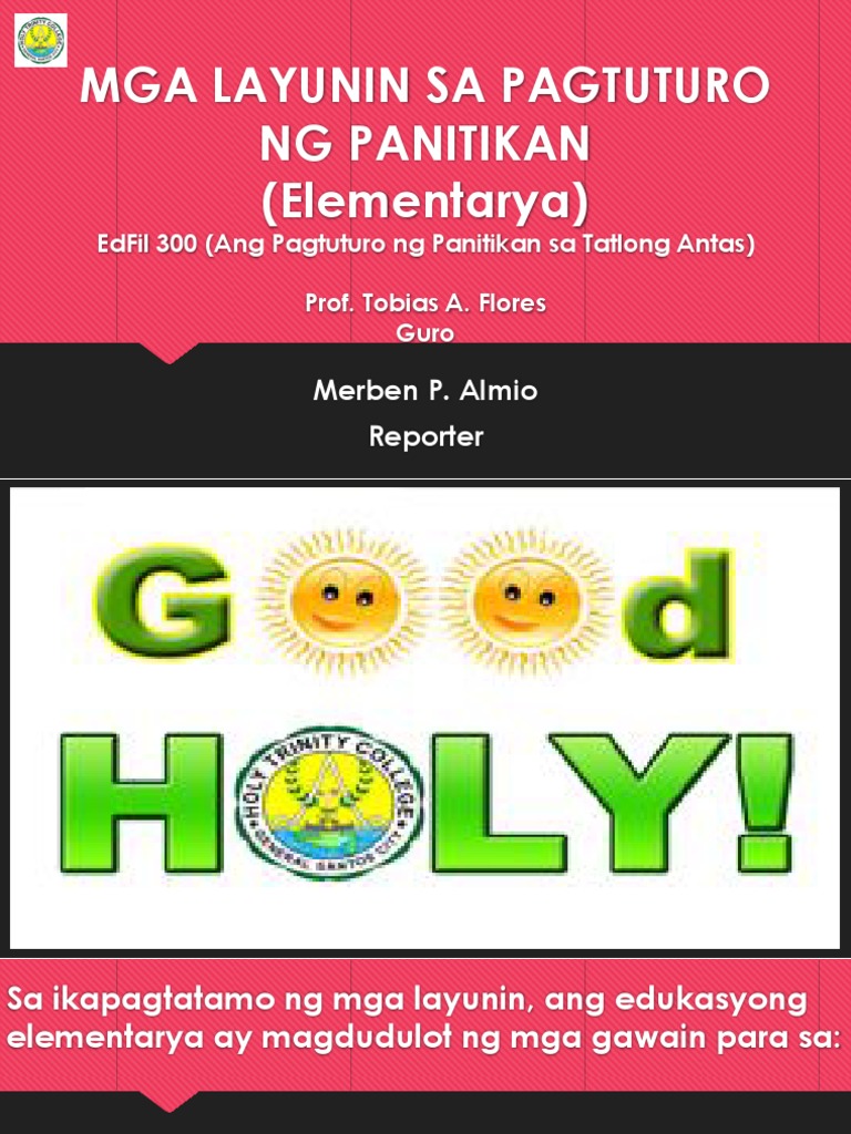 Mga Layunin NG Edukasyong Elementarya Edfill 300 | PDF