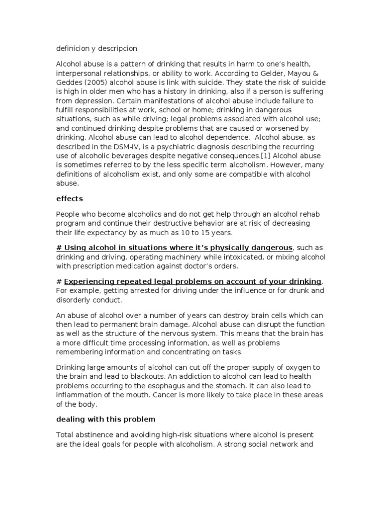 Alcohol Abuse | PDF | Alcohol Abuse | Alcoholism