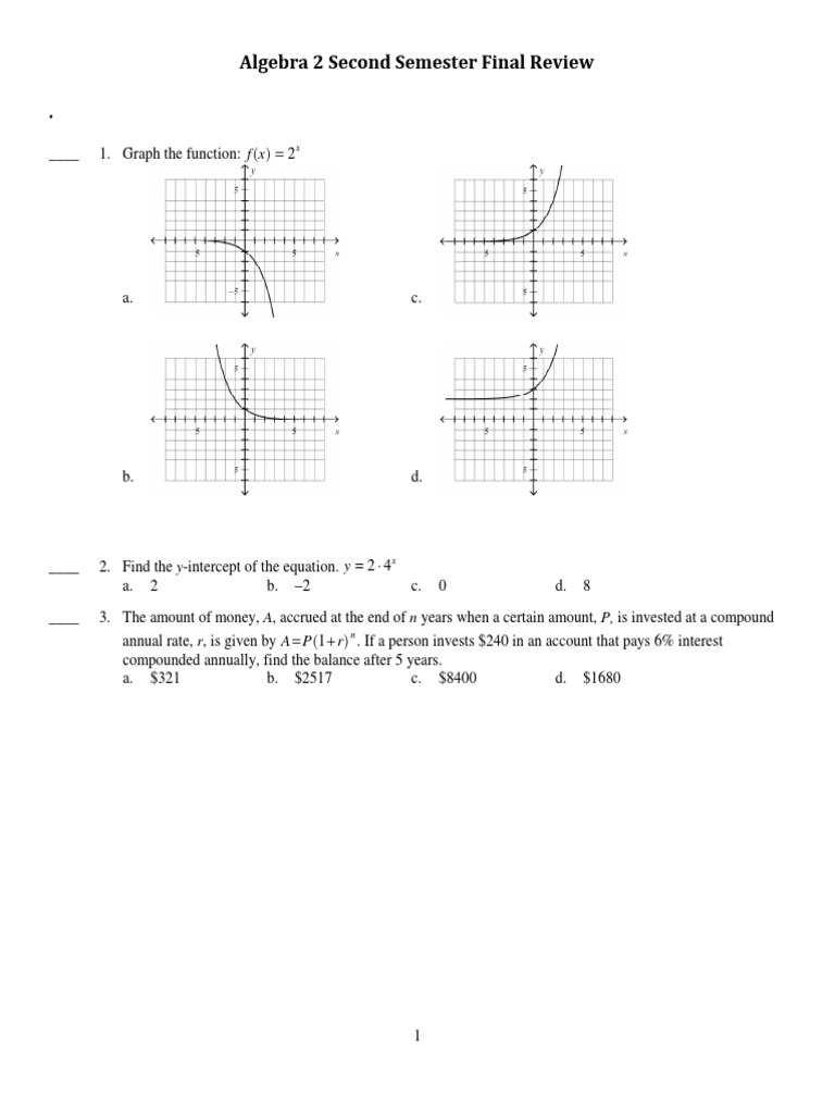ExamView - Alg2 S2 Final Review | PDF | Logarithm | Ellipse