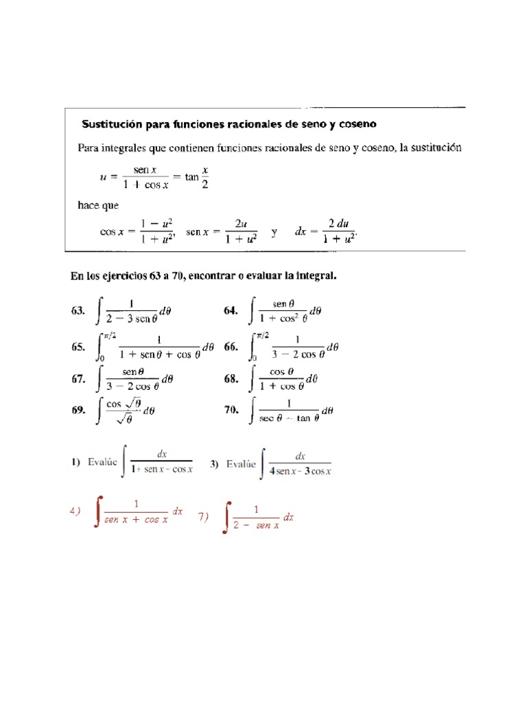 Integrales Racionales de Seno y Coseno | PDF