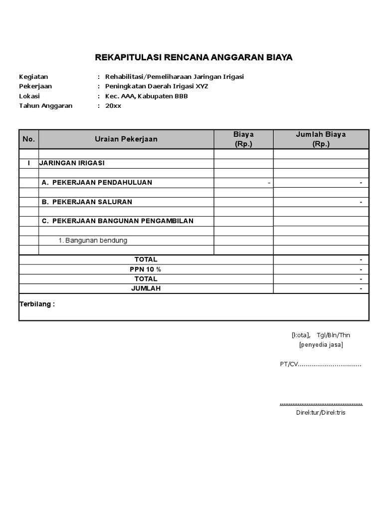 Contoh RAB Jaringan Irigasi | PDF