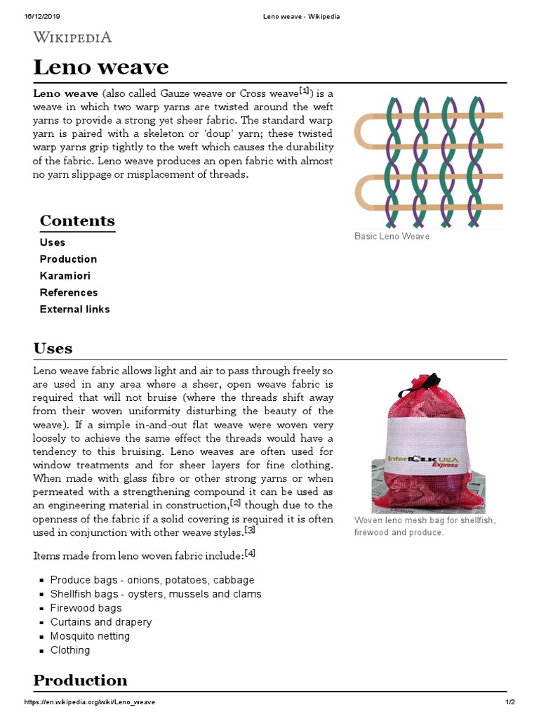 Leno Weave | PDF | Weaving | Textile Arts