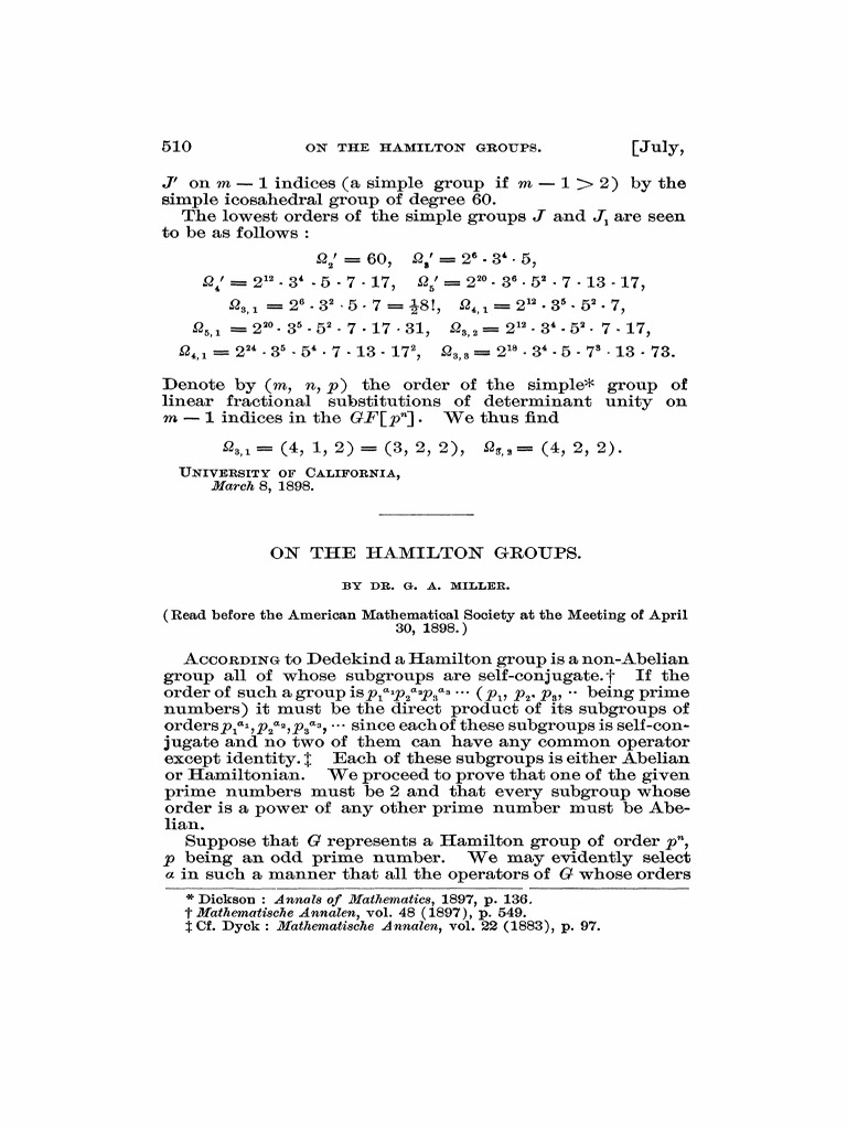 On The Hamilton Groups. | PDF | Group (Mathematics) | Group Theory