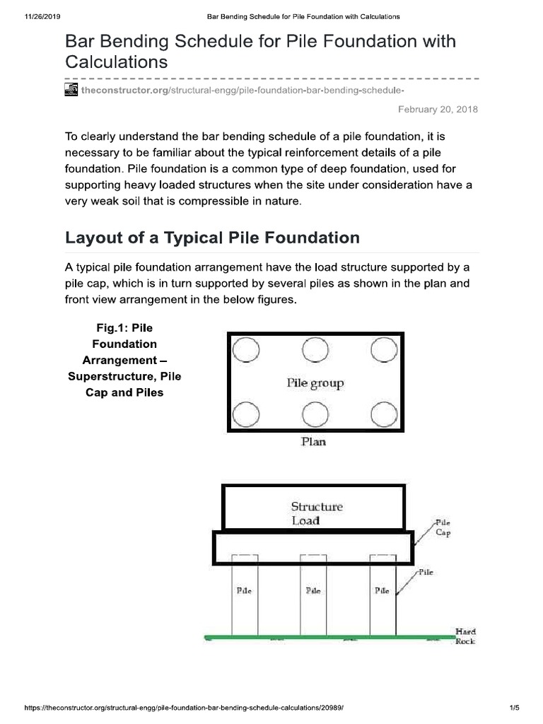 Bar Bending Schedule for Pile Foundation With Calculations