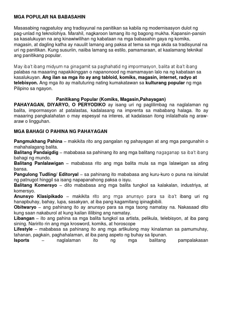 Mga Popular Na Babasahin | PDF