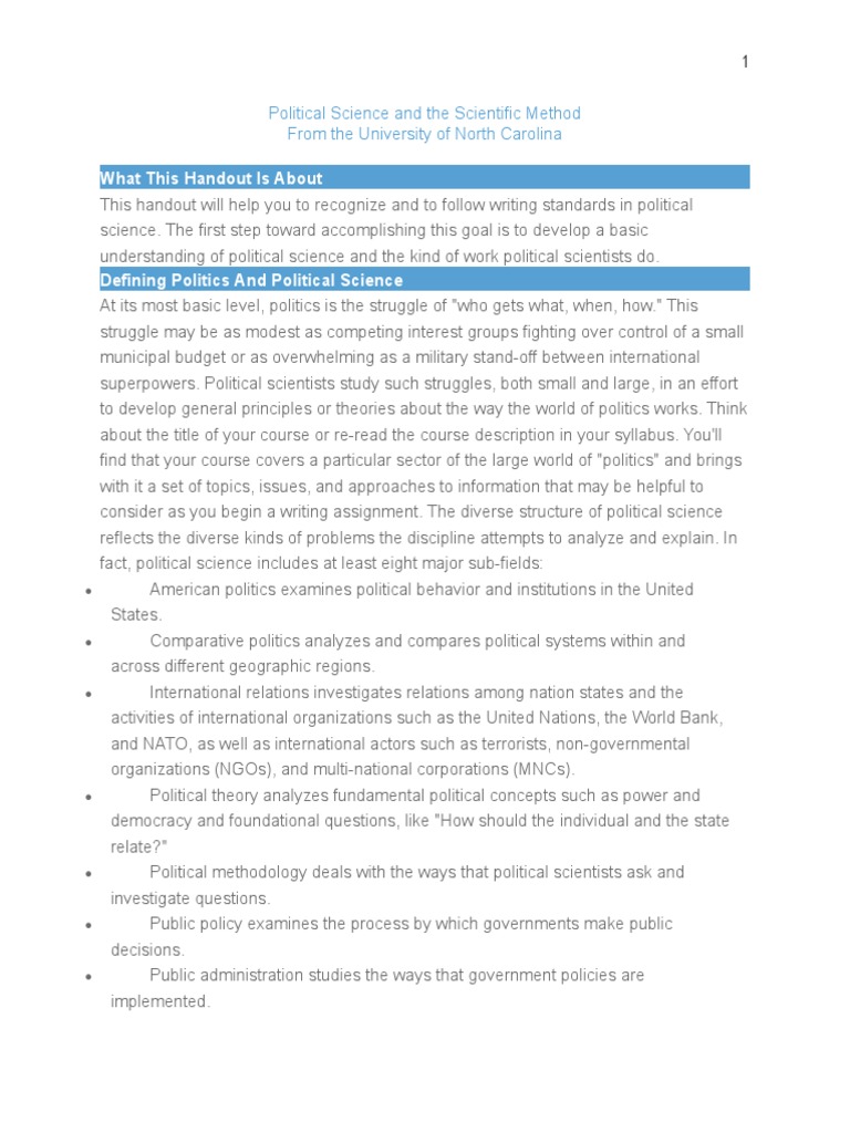 Political Science and The Scientific Method | PDF | Hypothesis | Science