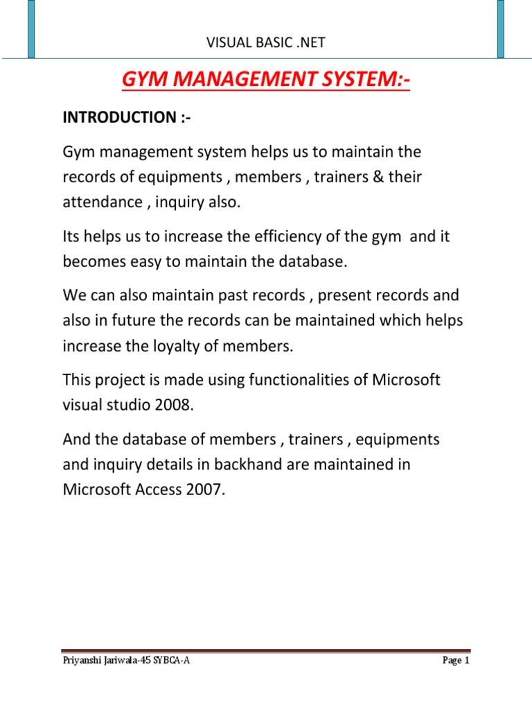 Gym Management System | PDF | Visual Basic .Net | Unit Testing
