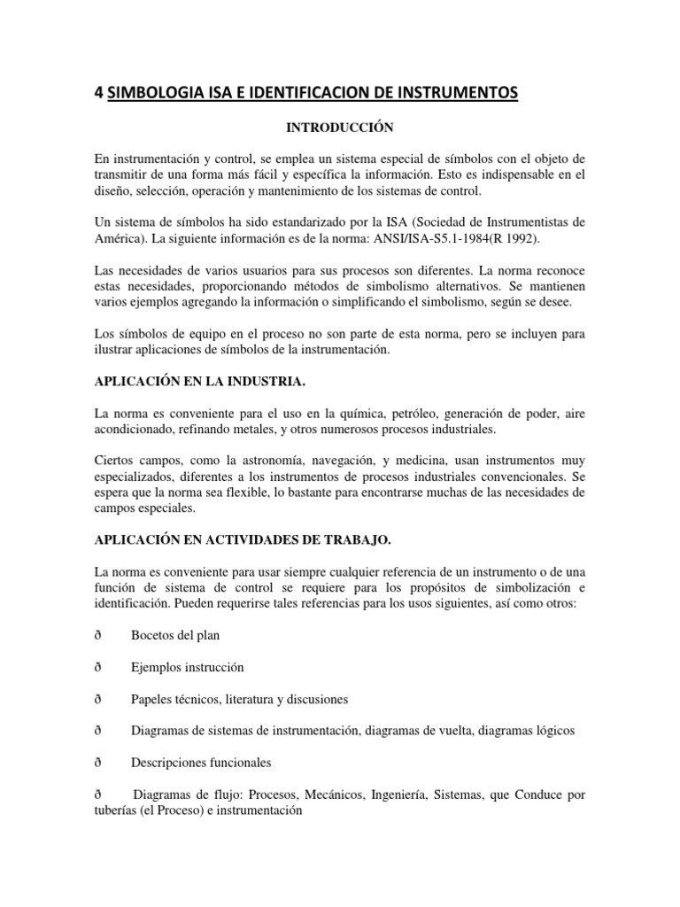 Símbolos ISA y Identificación de Instrumentos | PDF | Función ...