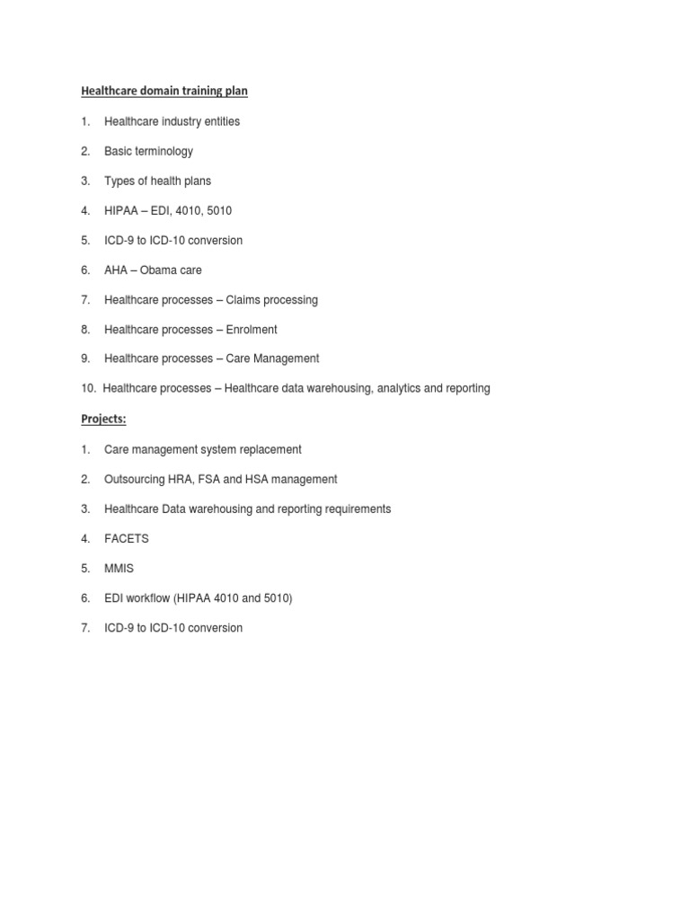 Comprehensive Healthcare Training Plan | PDF
