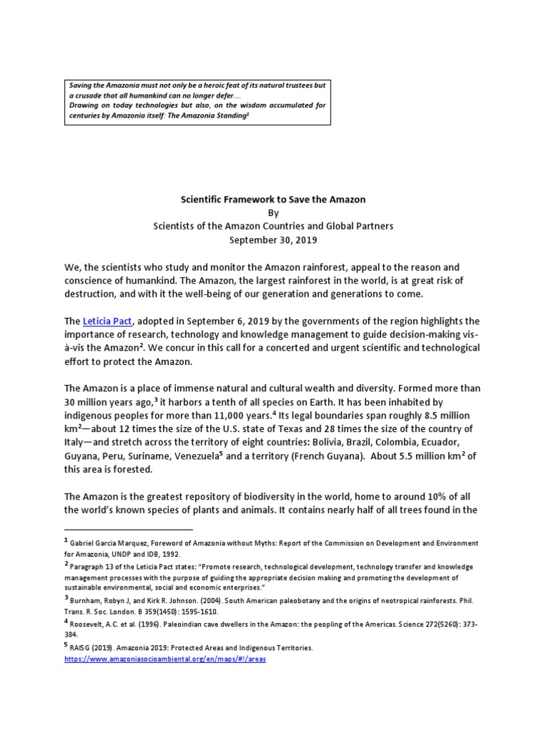 A Scientific Framework To Save The Amazon Final Draft | PDF | Amazon ...