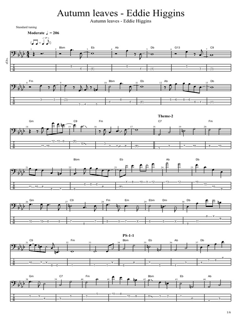 Eddie Higgins' Autumn Leaves Sheet Music | PDF