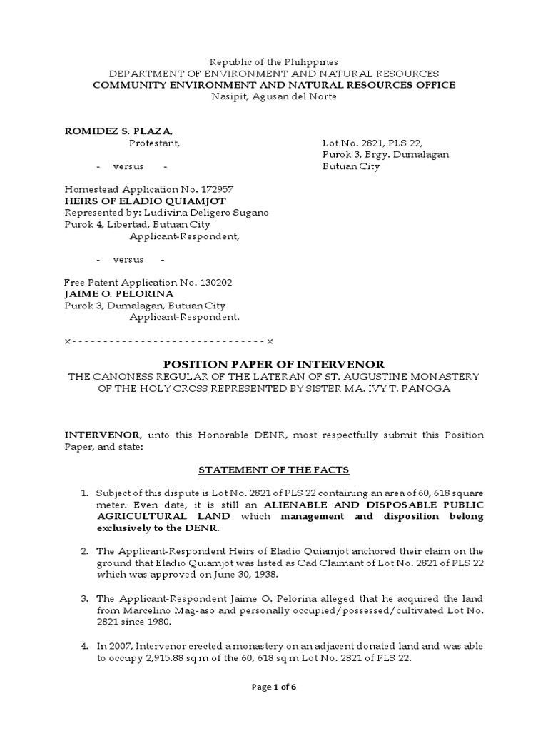 Position Paper | PDF | Laches (Equity) | Common Law