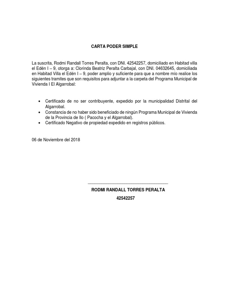 Carta Poder Simple | PDF
