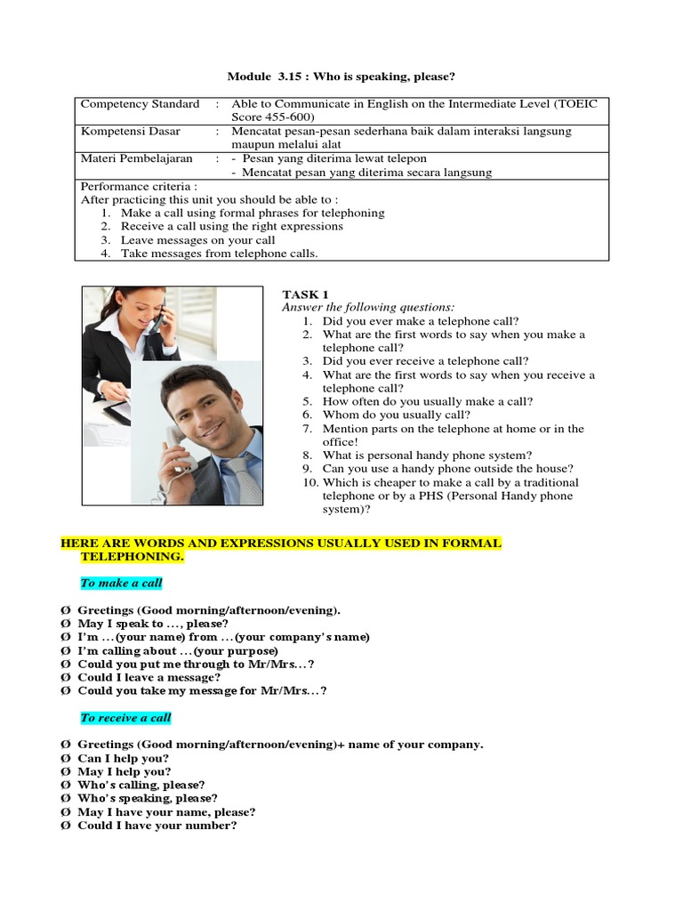 Chapter Ii Handling Telephone | PDF | Memorandum | Telephone Call