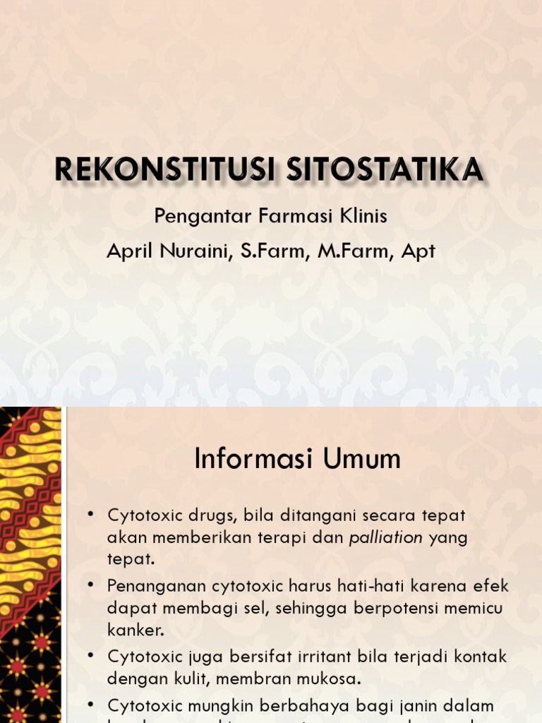 Prosedur Rekonstitusi Obat Sitostatika | PDF